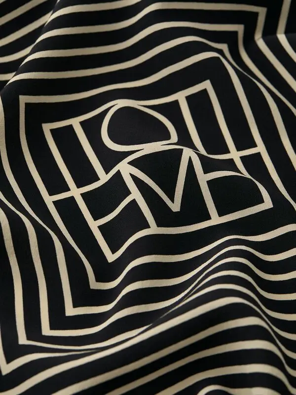 TOTEME Silk Scarf With Monogram Detail - Black