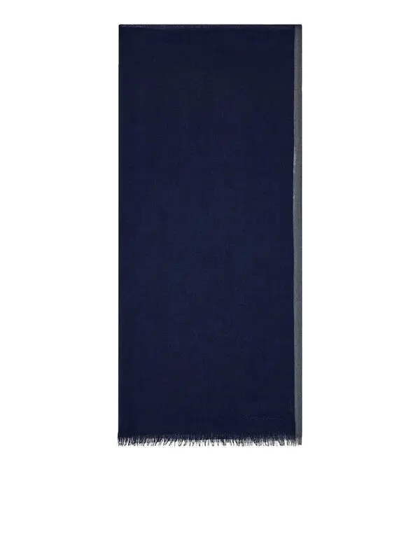 Giorgio Armani Cashmere And Silk Stole With Shiny Viscose Edge - Blue