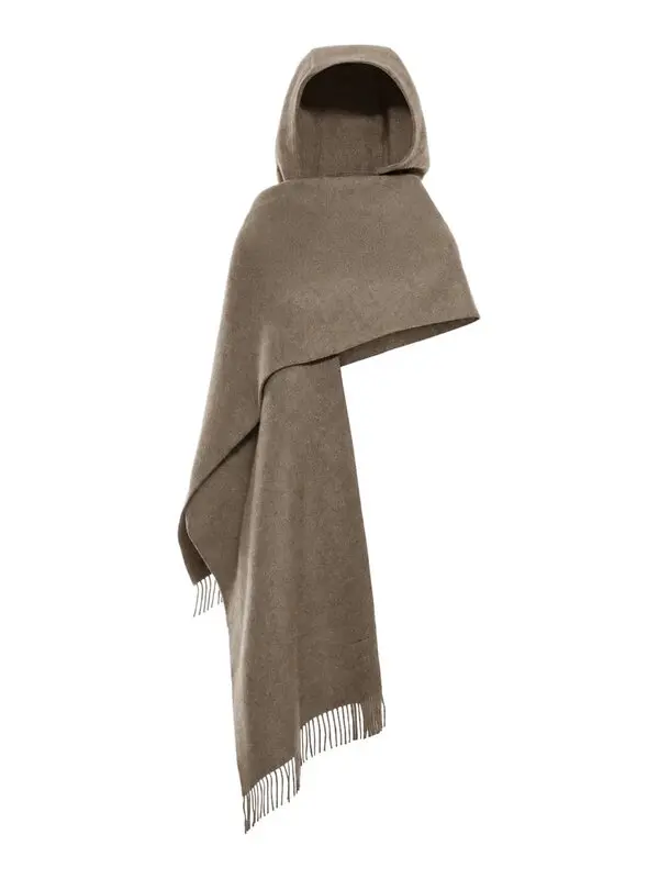 Brunello Cucinelli Wool And Cashmere Knit Scarf With Hood - Multicolor