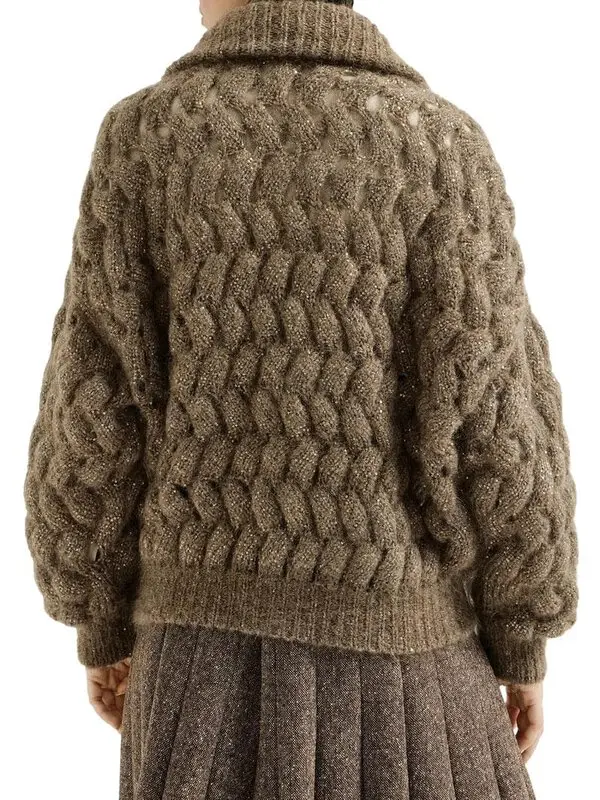 Brunello Cucinelli Dazzling Zigzag Cables Cardigan