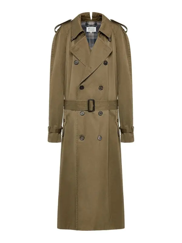 MAISON MARGIELA Long Cotton Trench Coat - Green