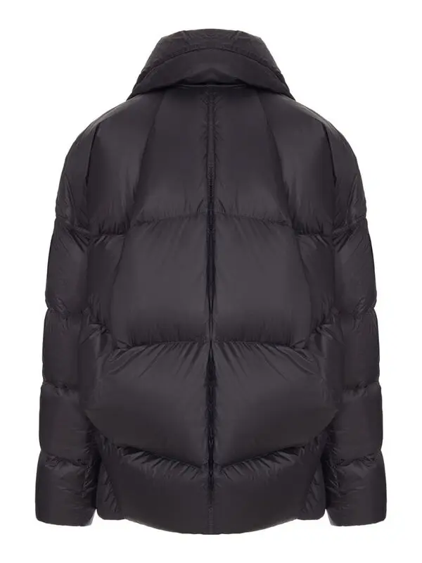 Rick Owens Short Nylon Down Jacket With Wide Collar - Black