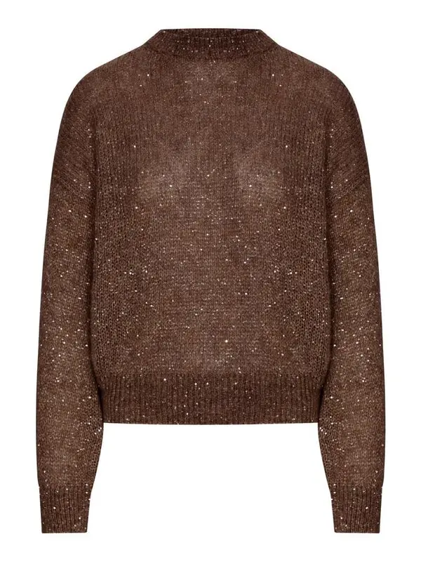 Brunello Cucinelli Lurex Yarn Sequined Sweater - Brown