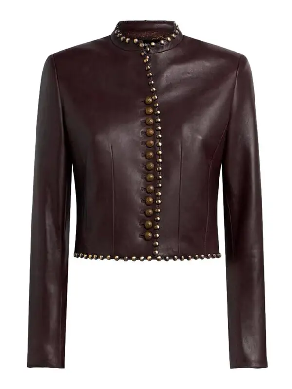 Etro Studded Cropped Leather Jacket