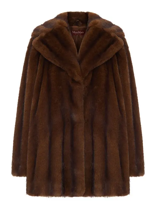 Max Mara Eco Fur Coat With Revers Collar