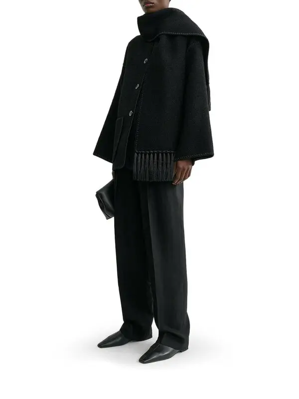TOTEME Wool Jacket With Scarf And Embroidery - Black