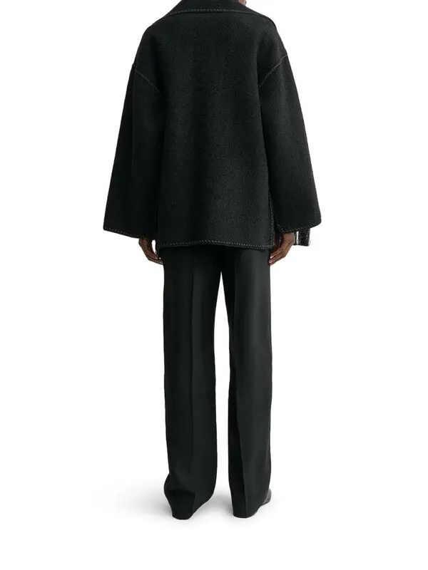 TOTEME Wool Jacket With Scarf And Embroidery - Black