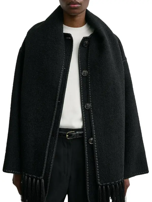 TOTEME Wool Jacket With Scarf And Embroidery - Black