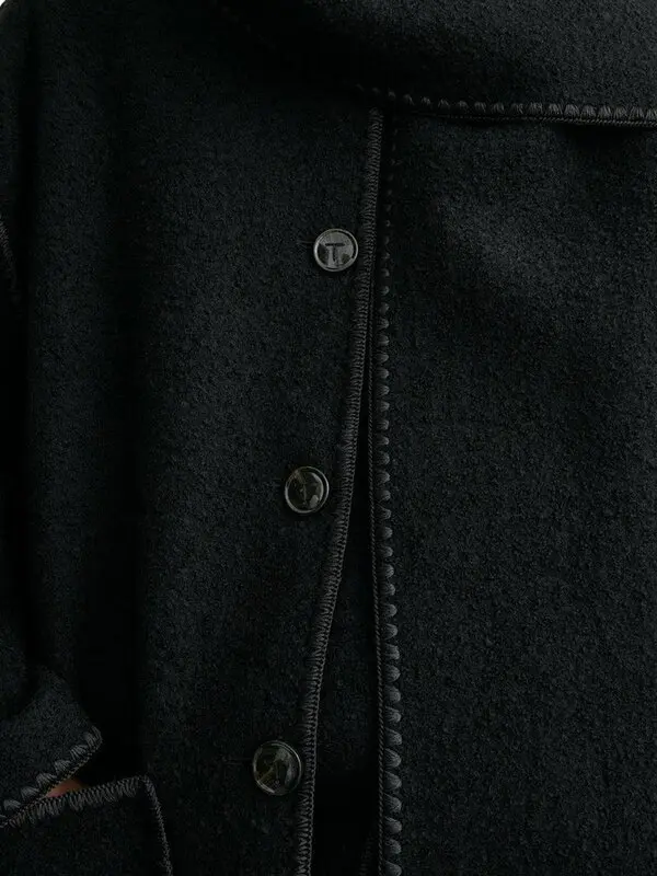 TOTEME Wool Jacket With Scarf And Embroidery - Black