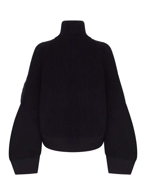 Sacai Ribbed Knit Blouson With Nylon Inserts