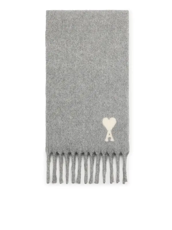 AMI Paris De Coeur Scarf In Alpaca Wool - Gray