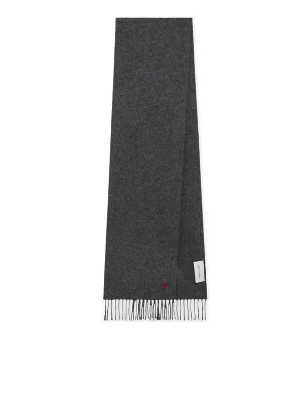 AMI Paris De Coeur Scarf In Wool - Gray