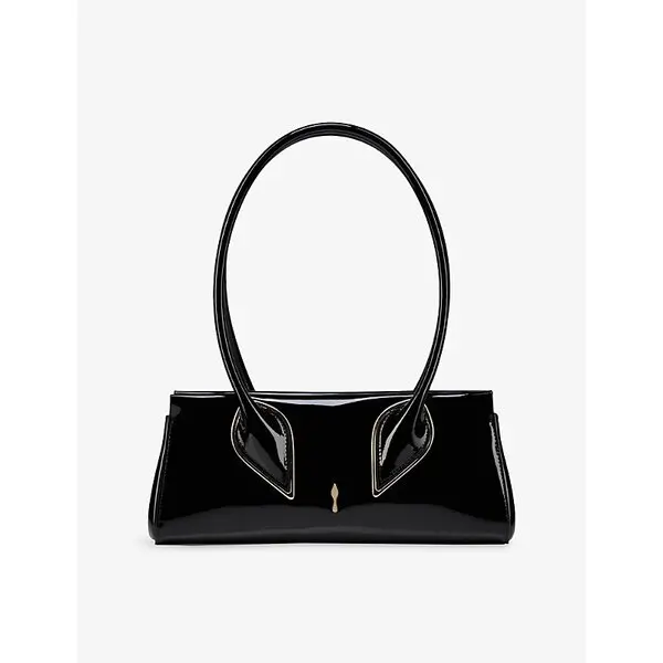 CHRISTIAN LOUBOUTIN Venus Baguette Patent Leather Shoulder Bag - Black