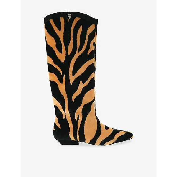 Kurt Geiger Westbury Leopard-print Velvet Knee-high Boots - Other