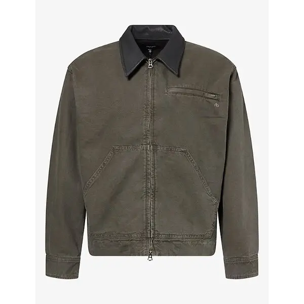 Rag & Bone Workwear Leather Collar Denim Jacket