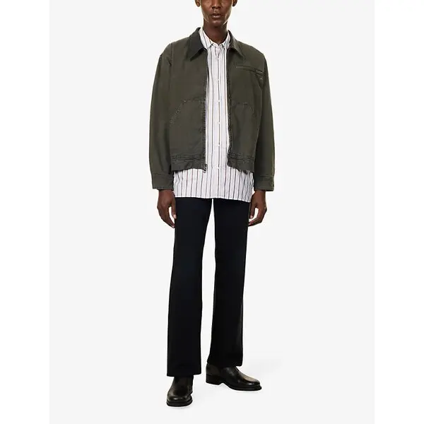Rag & Bone Workwear Leather Collar Denim Jacket