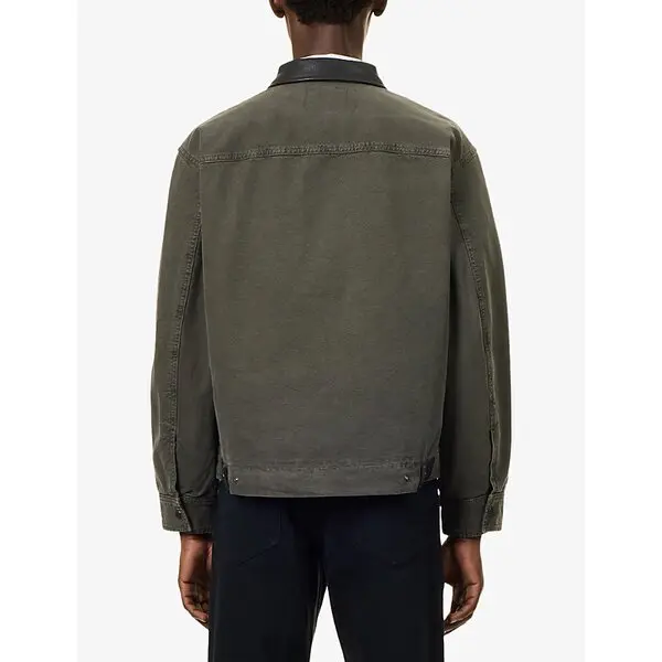 Rag & Bone Workwear Leather Collar Denim Jacket