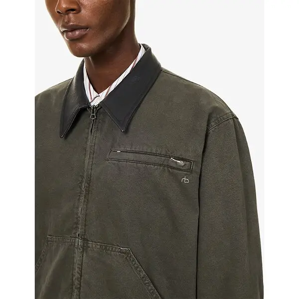 Rag & Bone Workwear Leather Collar Denim Jacket