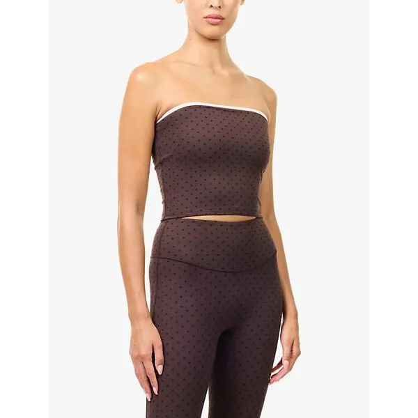 Bo+tee Bandeau Polka-dot Stretch-jersey Top