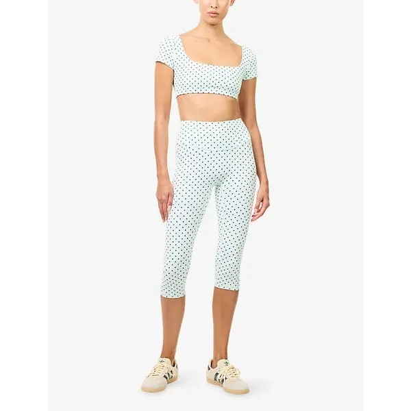 Bo+tee Logo Polka-dot Stretch-jersey Capri Leggings
