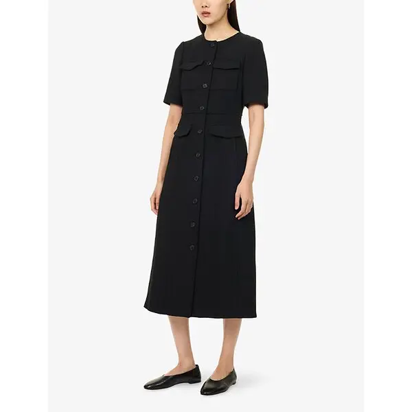 ME+EM Button-front Tailored Woven Midi Dress