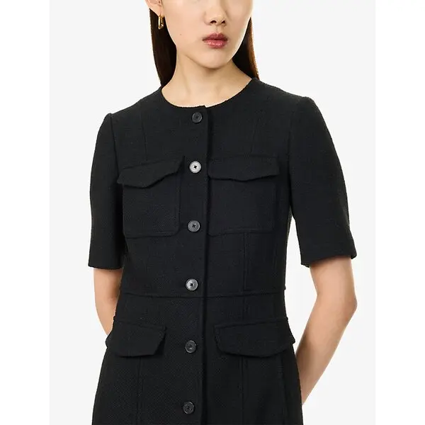 ME+EM Button-front Tailored Woven Midi Dress