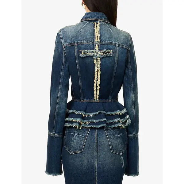 Matieres Fecales Mikaela Asymmetric-hem Denim Jacket