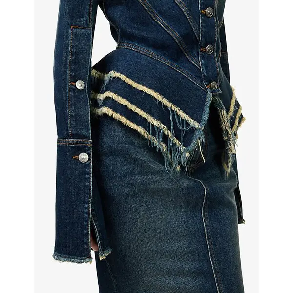 Matieres Fecales Mikaela Asymmetric-hem Denim Jacket