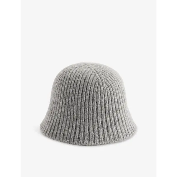 Miu Miu Logo-patch Rib-knit Wool And Cashmere Bucket Hat