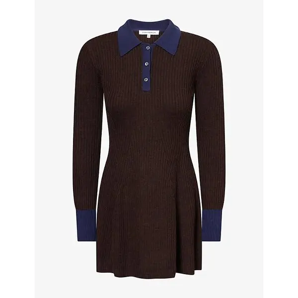 Good American The Knitted Polo Wool Mini Dress