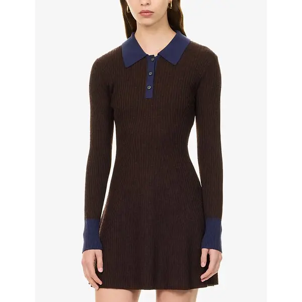 Good American The Knitted Polo Wool Mini Dress