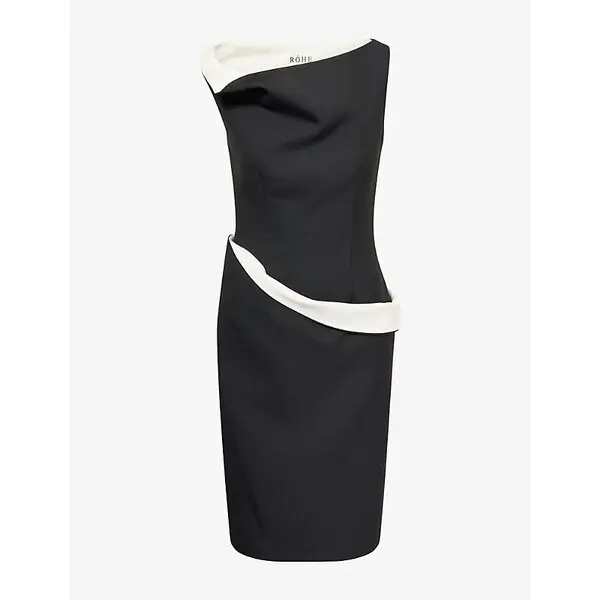 ROHE FRAMES Twisted Off-shoulder Wool-blend Midi Dress