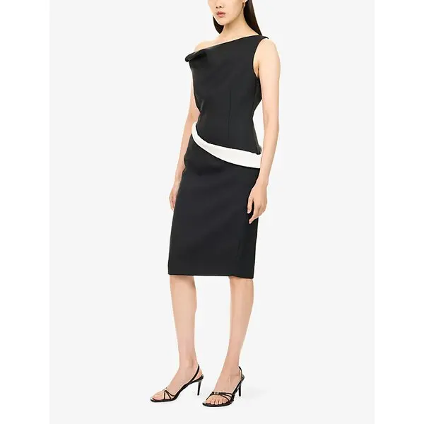 ROHE FRAMES Twisted Off-shoulder Wool-blend Midi Dress
