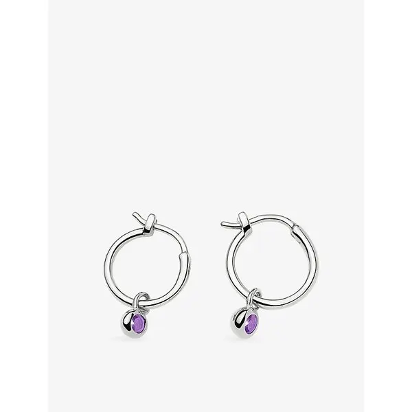 MISSOMA February Birthstone Mini Charm -plated Brass And Amethyst Hoop Earrings - Silver