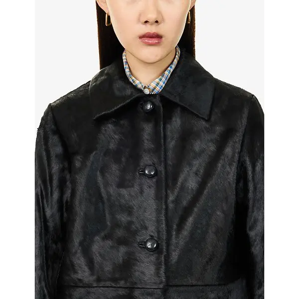 ROHE FRAMES Single-breasted Pony-hair Leather Coat