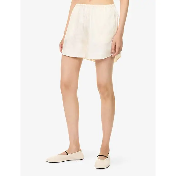 TOTEME Embroidered Monogram Silk Shorts