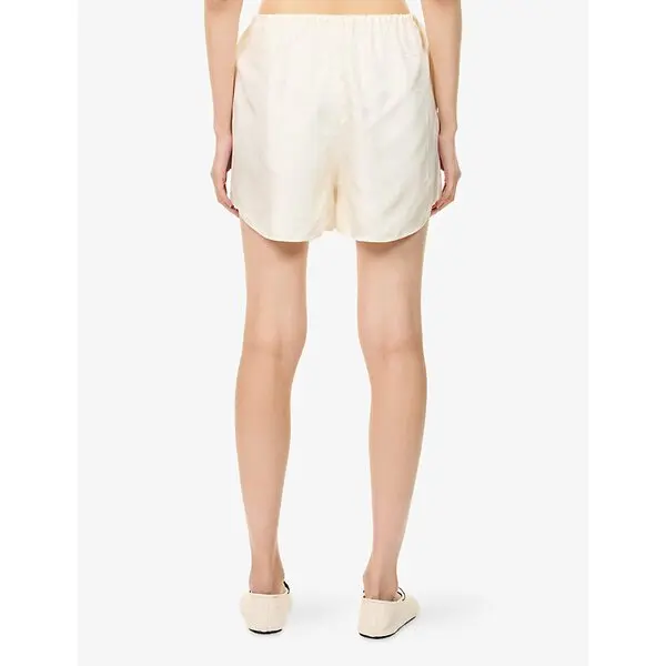 TOTEME Embroidered Monogram Silk Shorts
