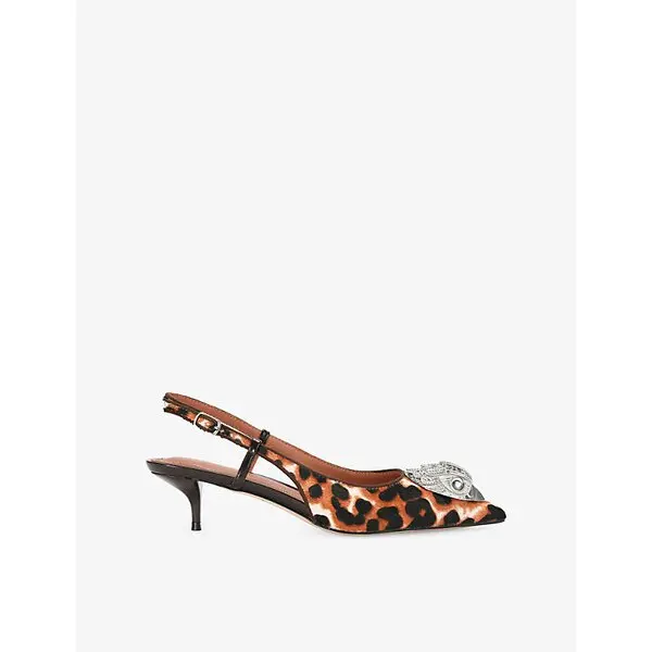 Kurt Geiger Belsize Eagle-embellished Leather Heeled Slingbacks