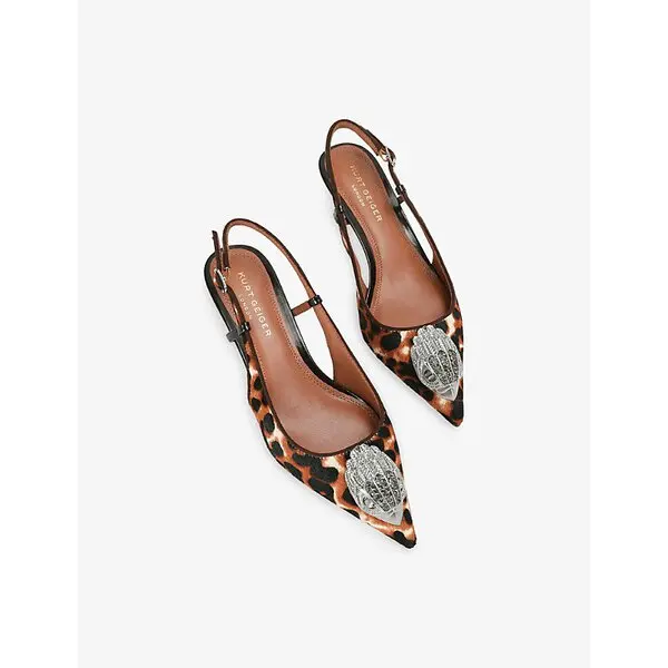 Kurt Geiger Belsize Eagle-embellished Leather Heeled Slingbacks