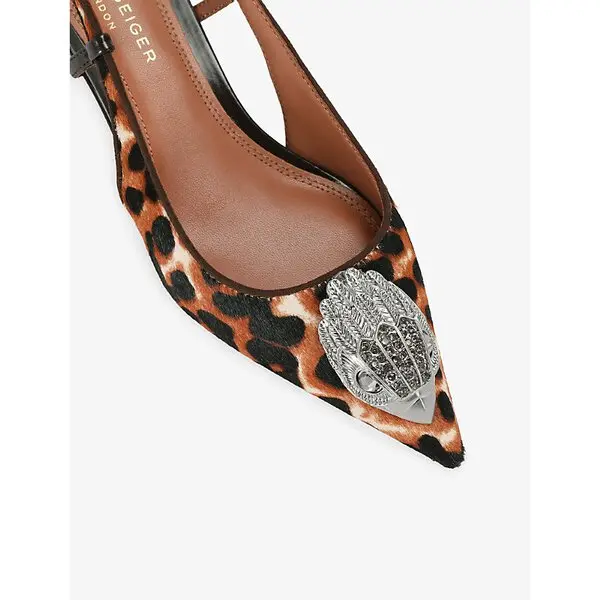 Kurt Geiger Belsize Eagle-embellished Leather Heeled Slingbacks