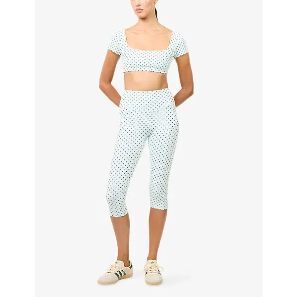 Bo+tee Polka-dot Cropped Stretch-jersey Top