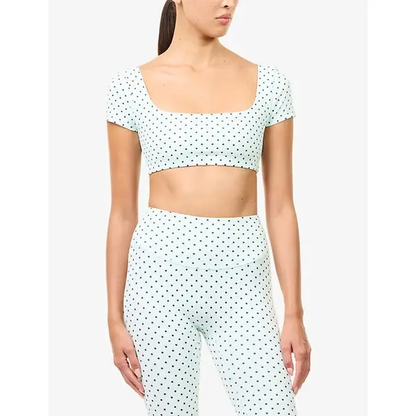 Bo+tee Polka-dot Cropped Stretch-jersey Top