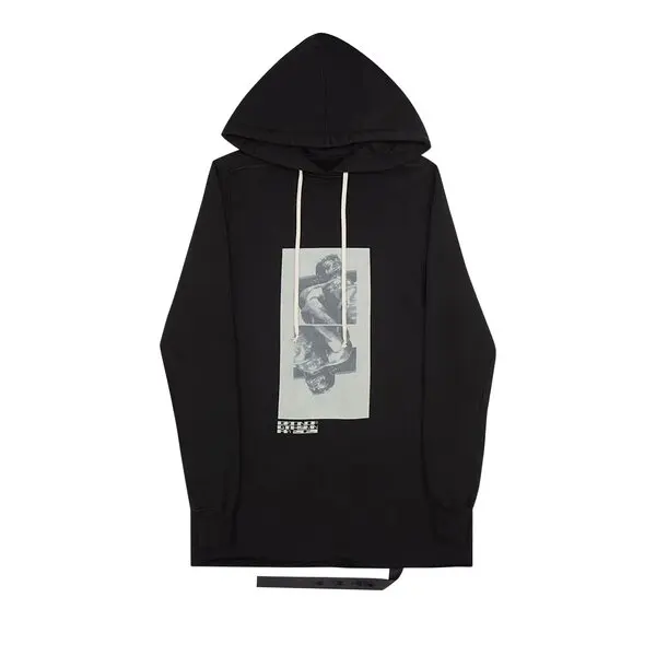 Rick Owens Pullover Hoodie With Patches /oyster