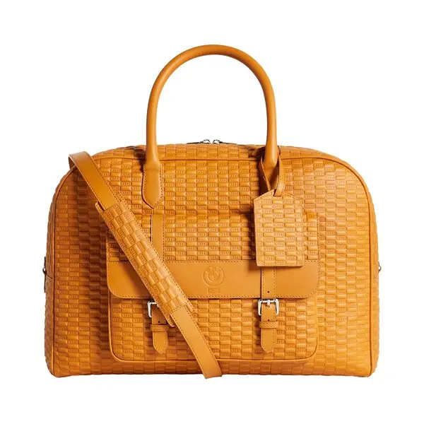 Kith For Bmw Leather Overnight Bag 'camel