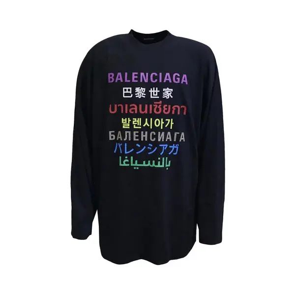 Balenciaga Languages Long-sleeve T-shirt /multicolor - Black
