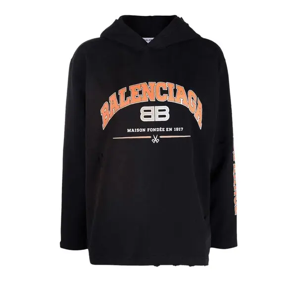 Balenciaga Maison Cropped Hoodie /orange/white - Black