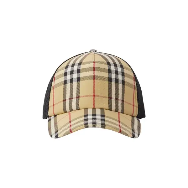 Burberry Check And Mesh Cap 'archive Beige - Tan