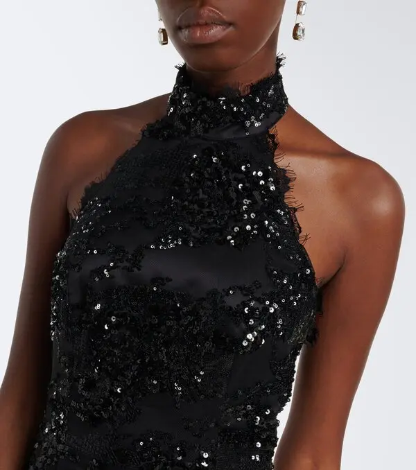 Rebecca Vallance Beau Sequined Halterneck Gown