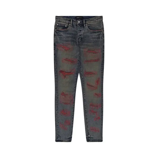 PURPLE BRAND Weft Blowout Jeans 'mid Indigo/red