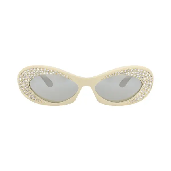 Valentino Garavani Round-frame Metal Sunglasses 'ivory/silver - Cream